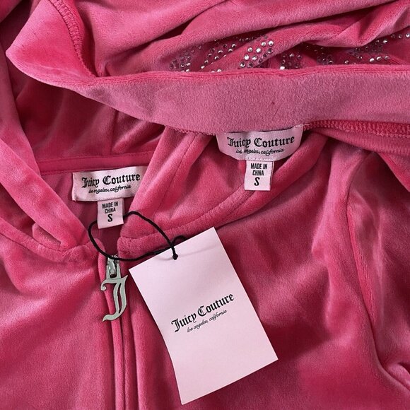 Juicy Couture | Pants & Jumpsuits | Nwt Juicy Couture Big Bling Velour Tracksuit Small Bubblegum ...